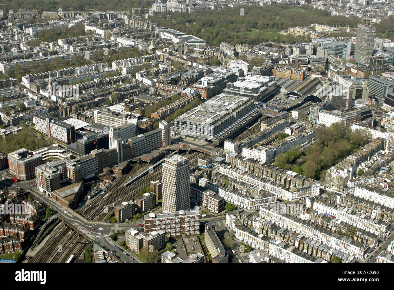 Aerial high level oblique view north of Belgravia Pimlico Westminster ... Aerial high level oblique view north of Belgravia Pimlico Westminster ...