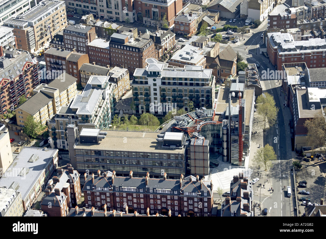 Aerial high level oblique view of Channel Four 4 Building by Richard ...