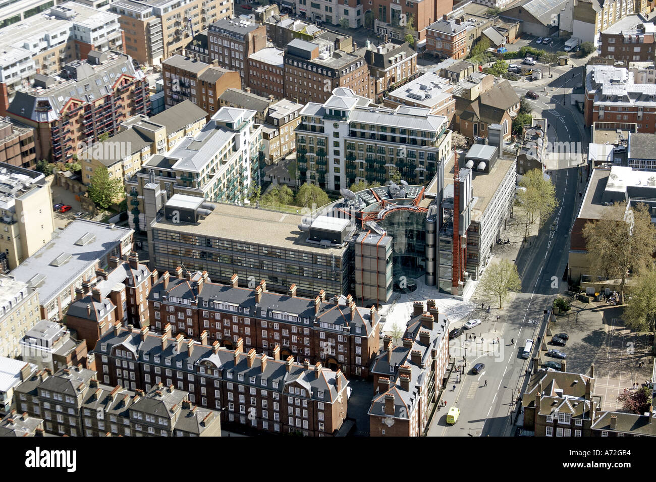 Aerial high level oblique view of Channel Four 4 Building by Richard ...