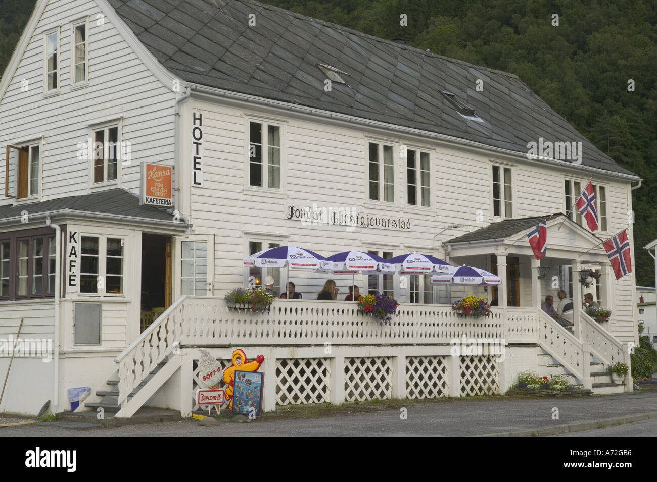 CAFE in Jondal on Hardanger Fjord , Norway Stock Photo - Alamy