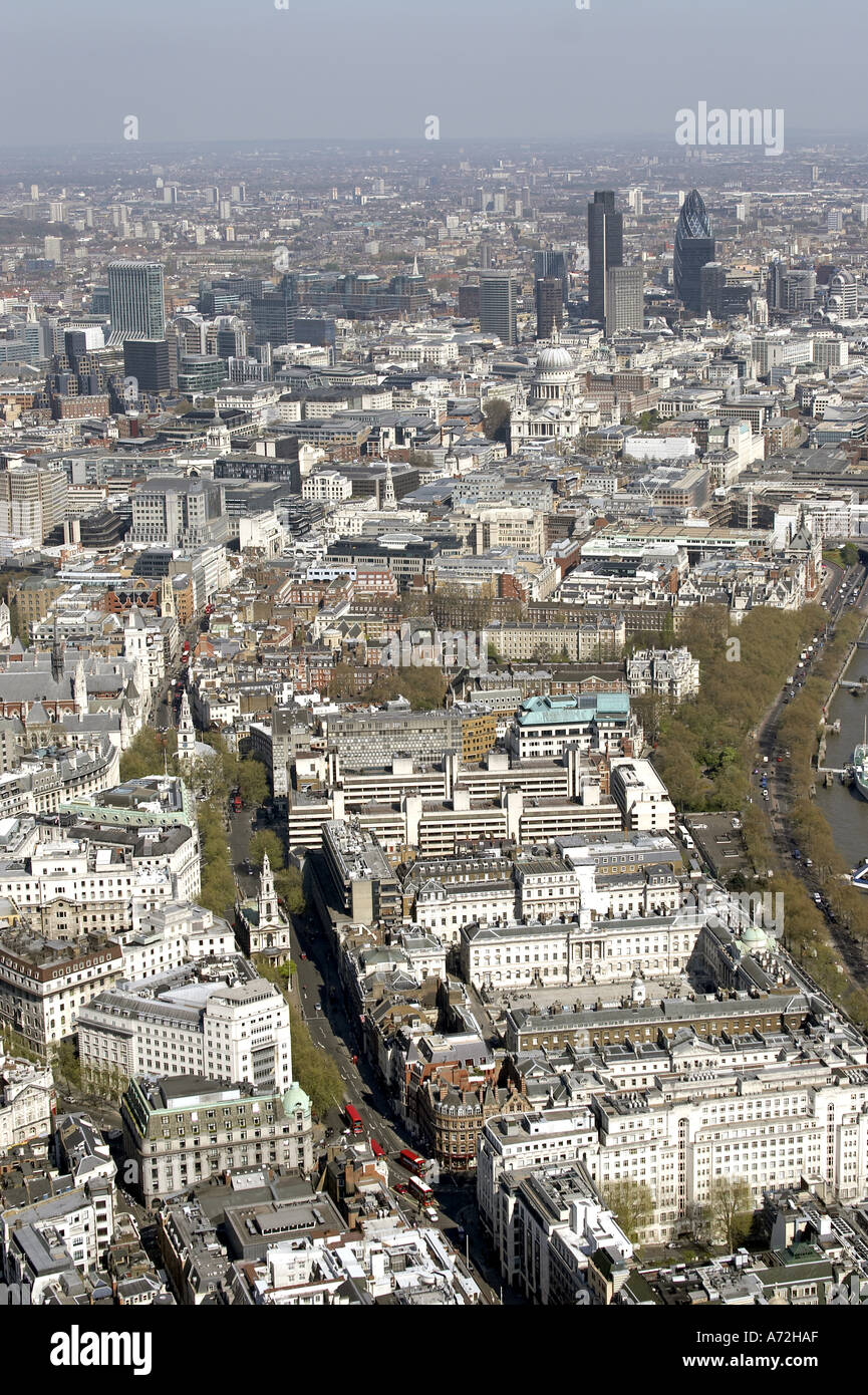 Aerial oblique high level view east of Strand Fleet St Middle Temple ...