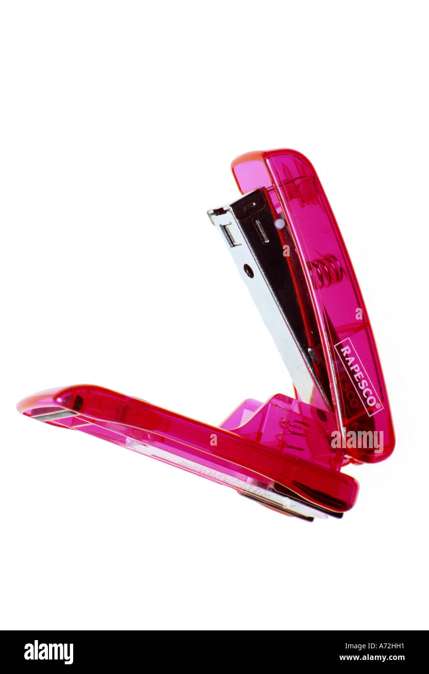 Designer hot pink stapler on white background Stock Photo - Alamy