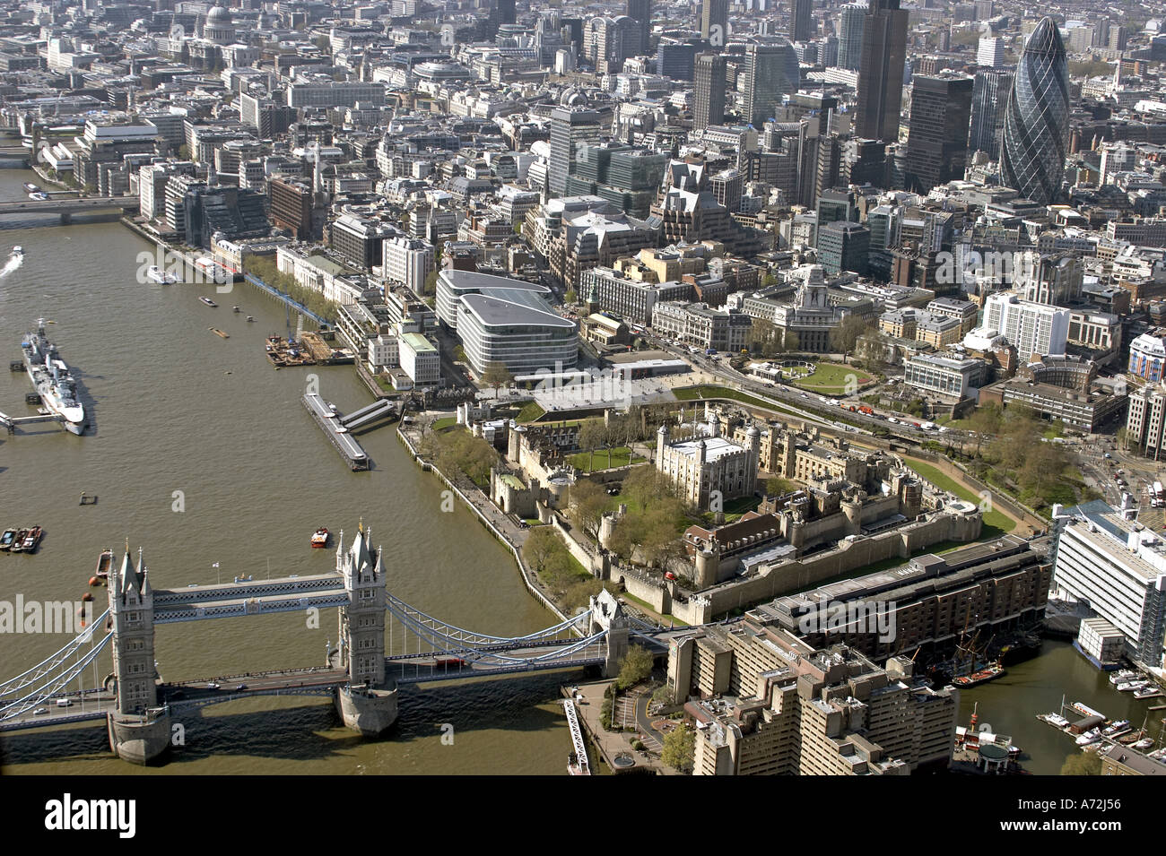 Aerial high level oblique view west of St Katharine s Docks Tower ...