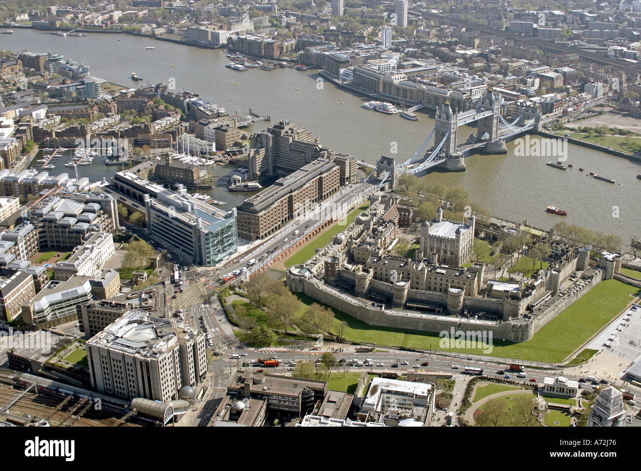 Aerial high level oblique view south east of St Katharine s Docks yacht ...