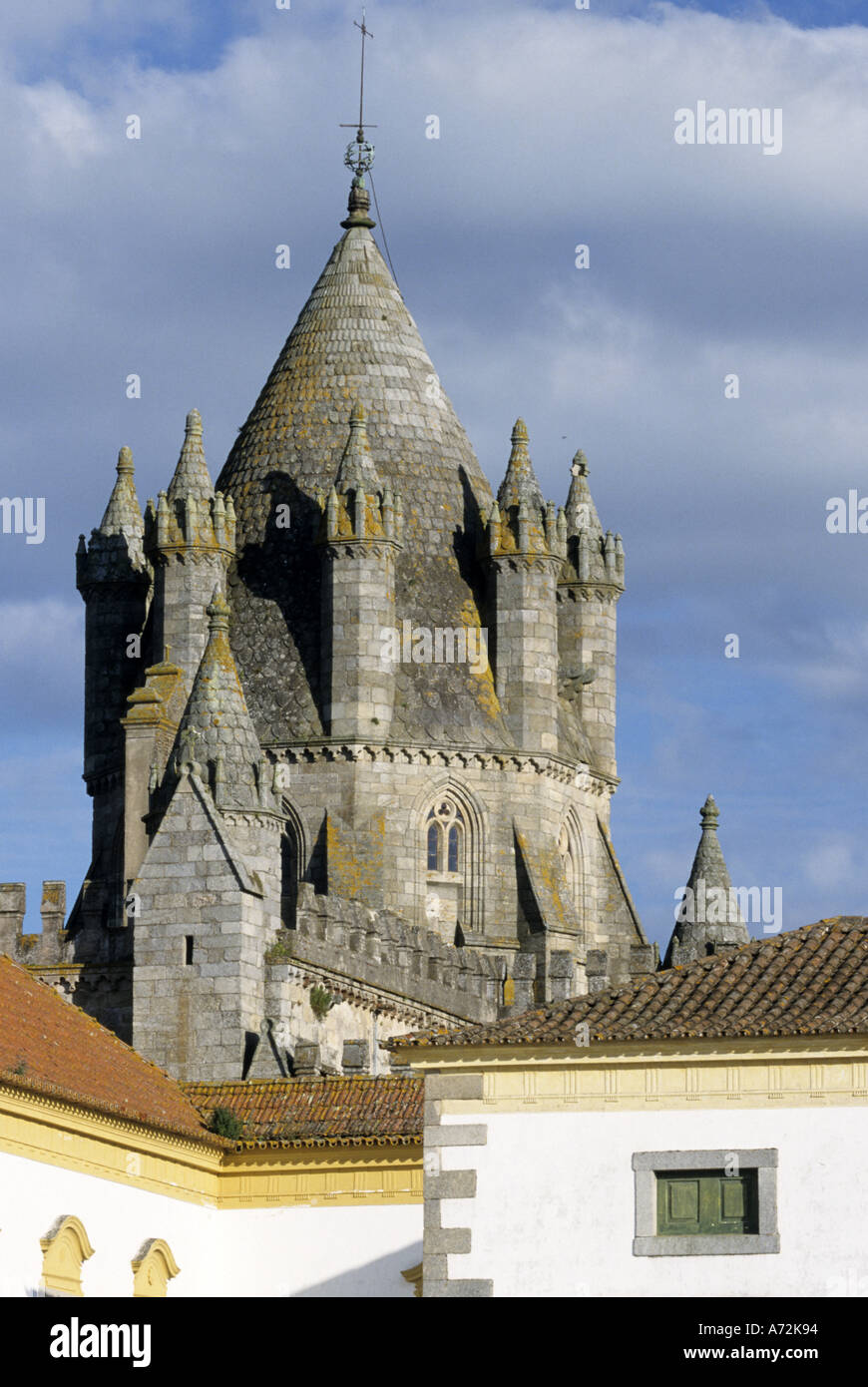 Europe, Portugal, Evora. Cathedral, built 13th century, towers over ...