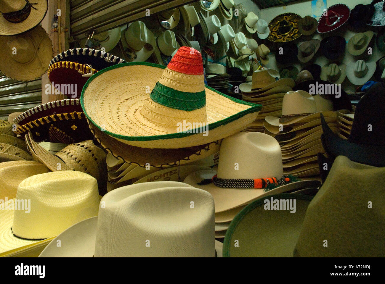 Oaxaca city - mexican hat sombrero at juarez market - Mexico Stock ...