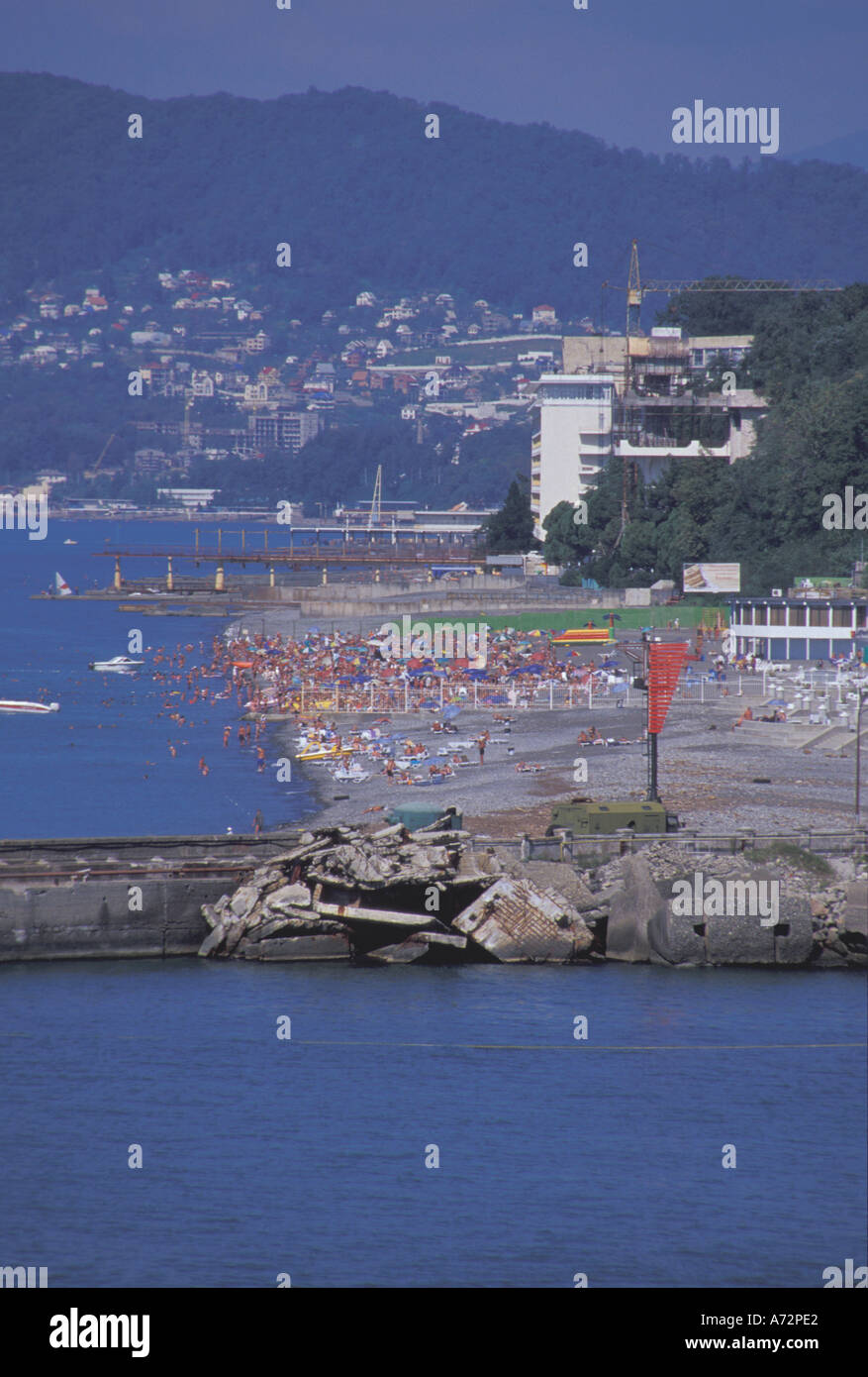 EU, Russia, Sochi, Port of Sochi, Mayak Water Park, popular beach ...