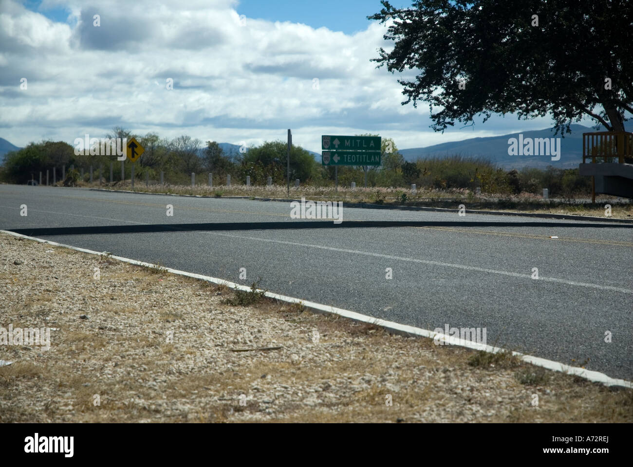 oaxaca cental valley - street sign to mitla and teotitlan - mexico ...