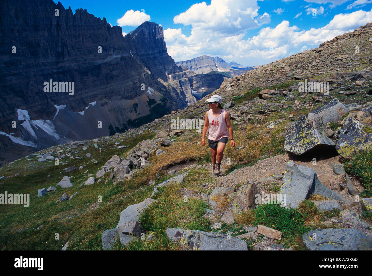 Hiker Piegan Pass Glacier National Park Stock Photo - Alamy