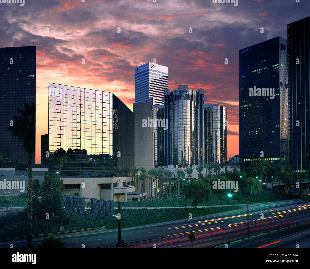 Bank America Building Night Dusk Downtown High Resolution Stock ...