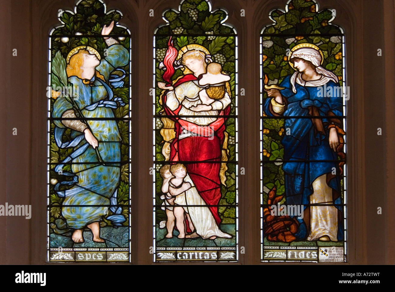 Three virtues- stained glass window at Christ Church College Oxford ...