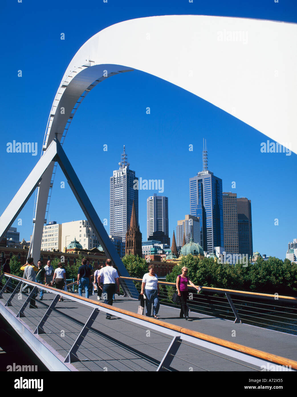 Footbridge and Melbourne Skyline Victoria Australia Stock Photo - Alamy