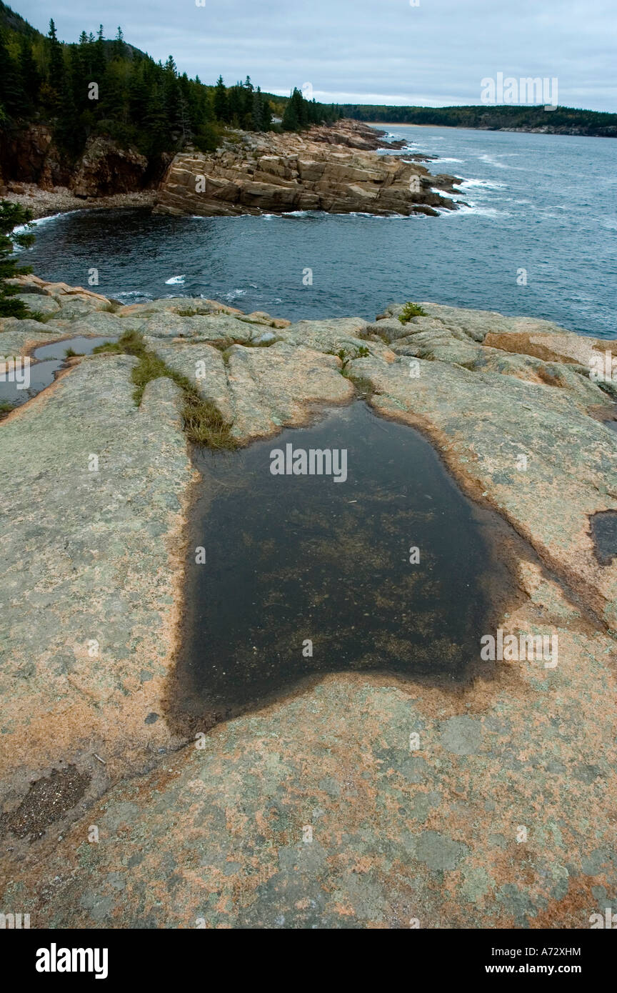 Mount Desert Island Rocky Shoreline Acadia Nat Park ME Stock Photo - Alamy