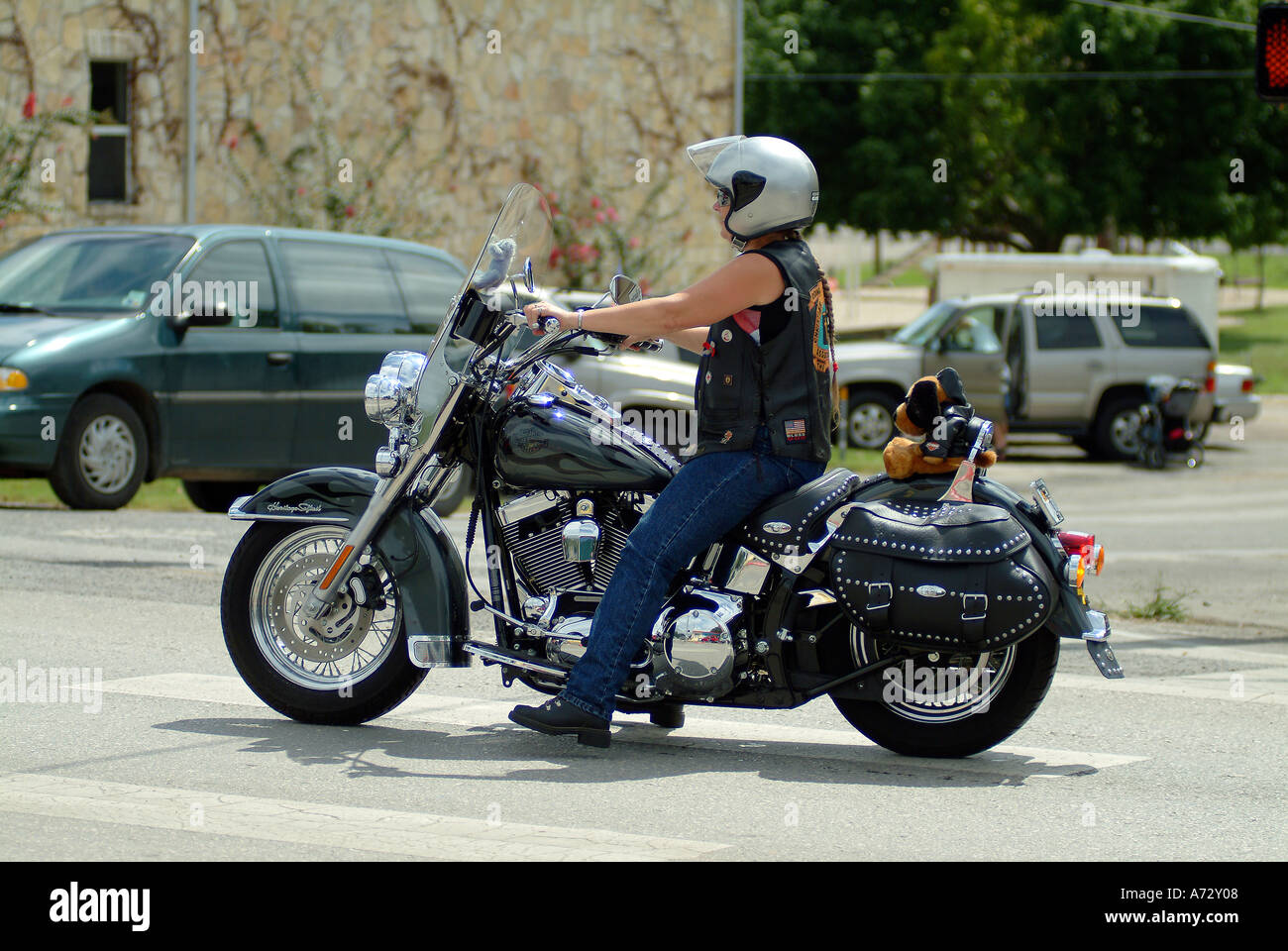 Woman riding harley davidson motorcycle hi-res stock photography and ...