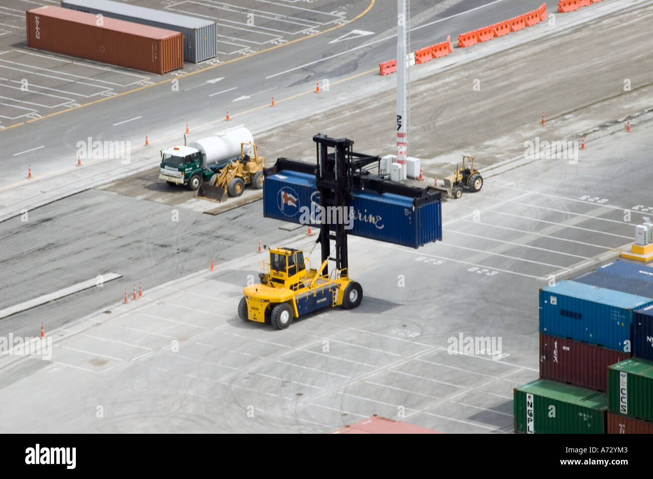 container fork lift truck moving goods around port of napier New ...