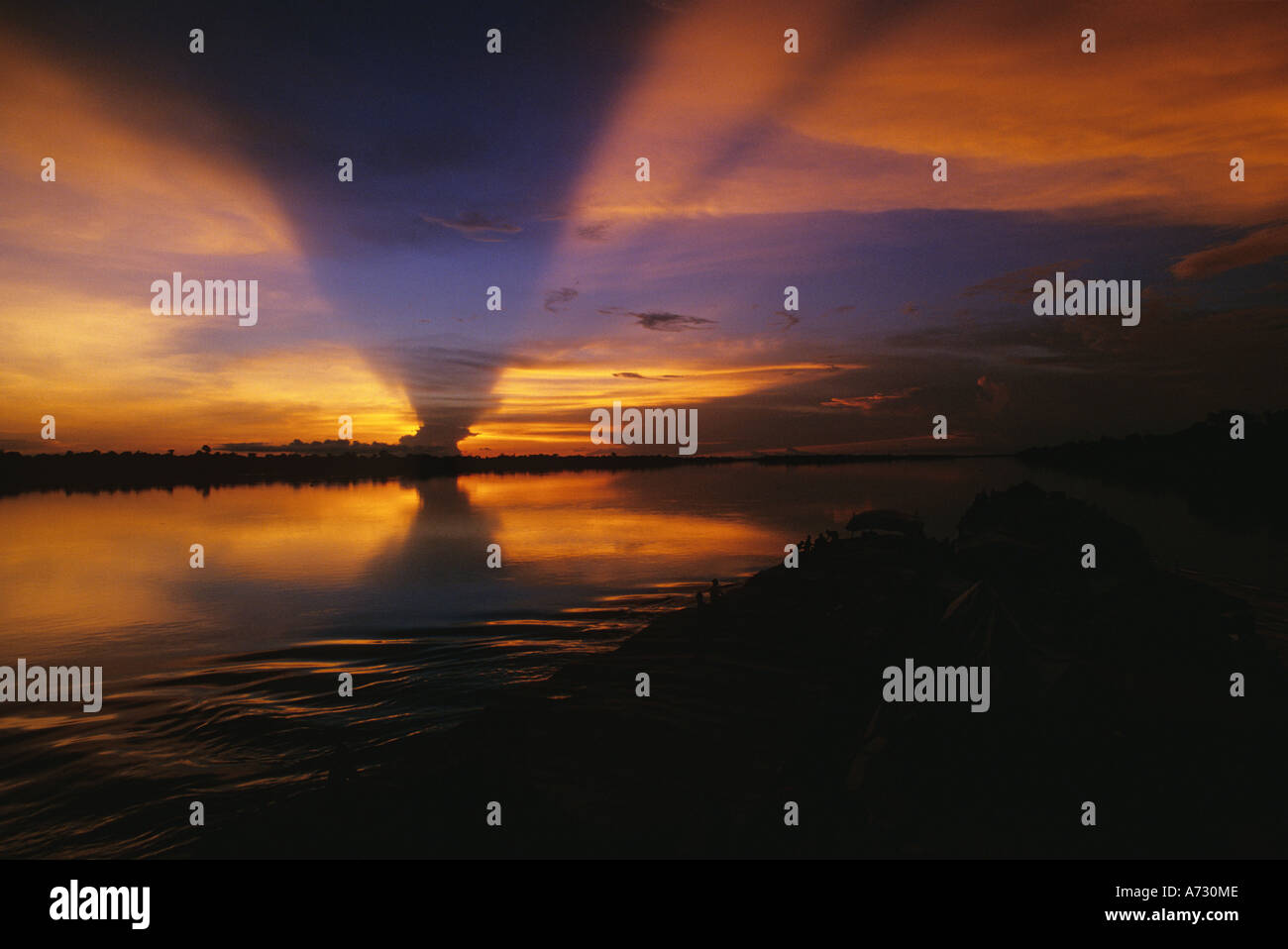 Dramatic sunset Congo River Democratic Republic of the Congo Stock ...