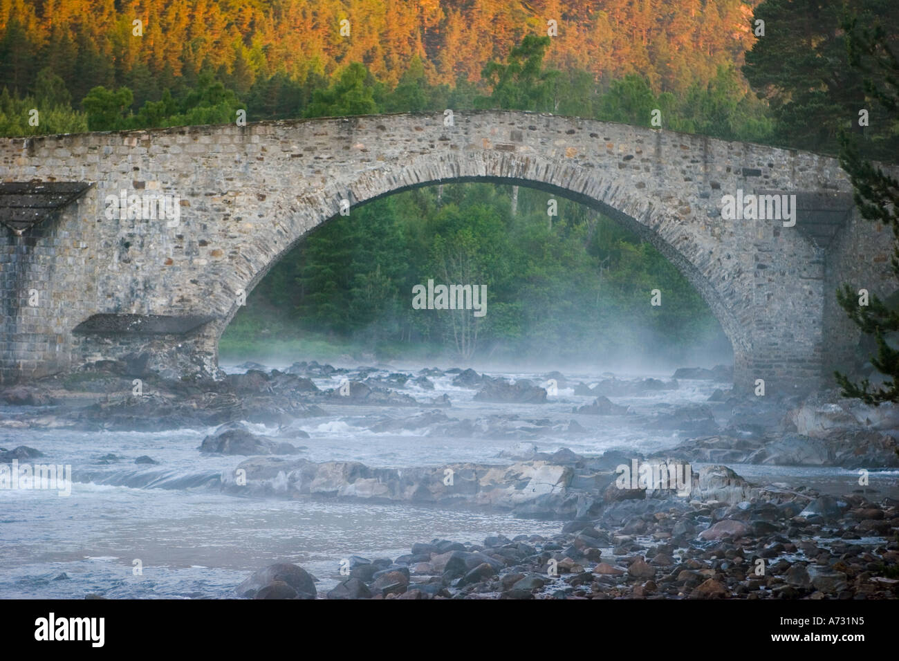 Invercauld Bridge, also known as Bridge of Dee crosses the River Dee ...