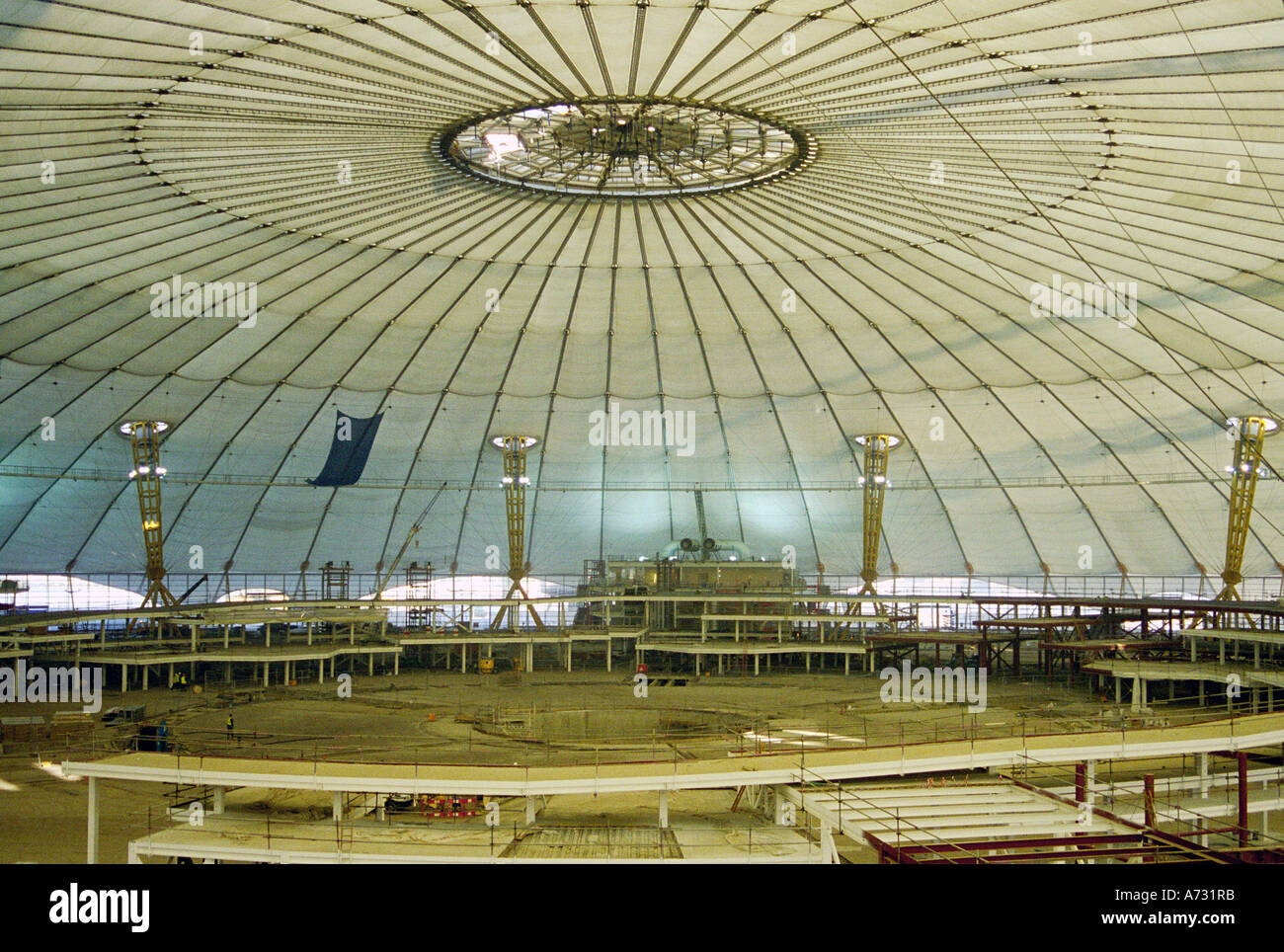 Inside the Millennium dome during construction January 1999 North ...