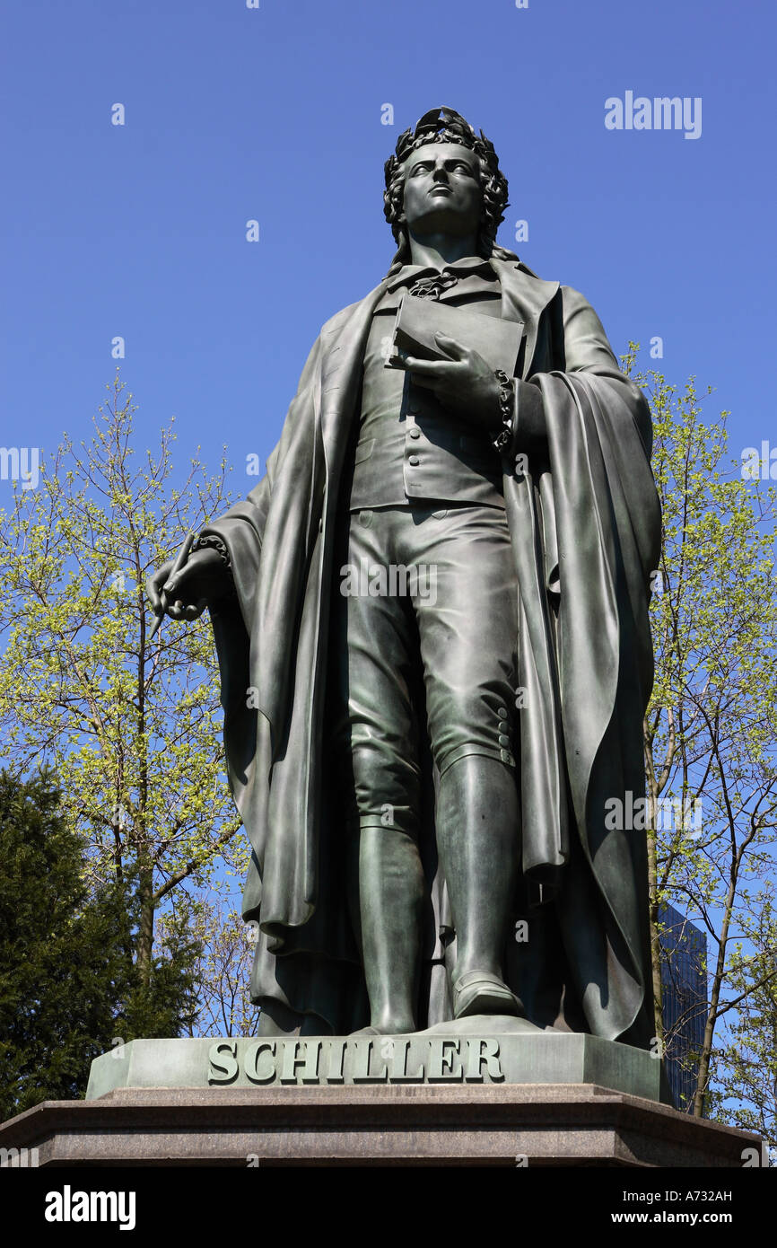 The statue of German author and poet Schiller in the financial district ...