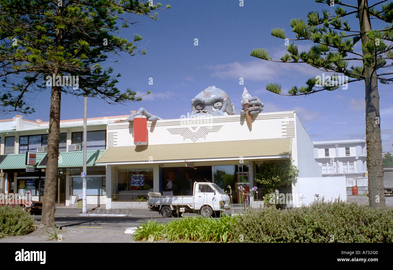 Amusing shop front in the Art Deco town of Napier Stock Photo - Alamy