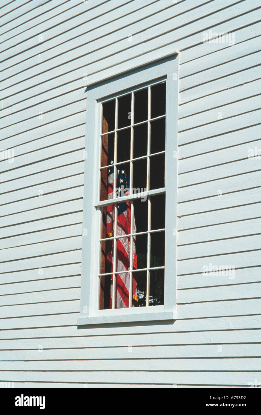 American flag in window Vermont USA Stock Photo - Alamy