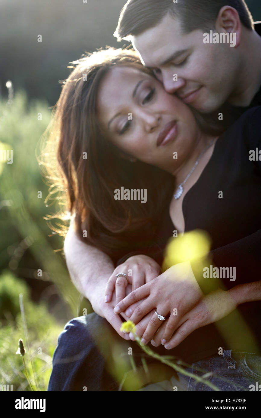 Newly Engaged Couple Color Stock Photo - Alamy