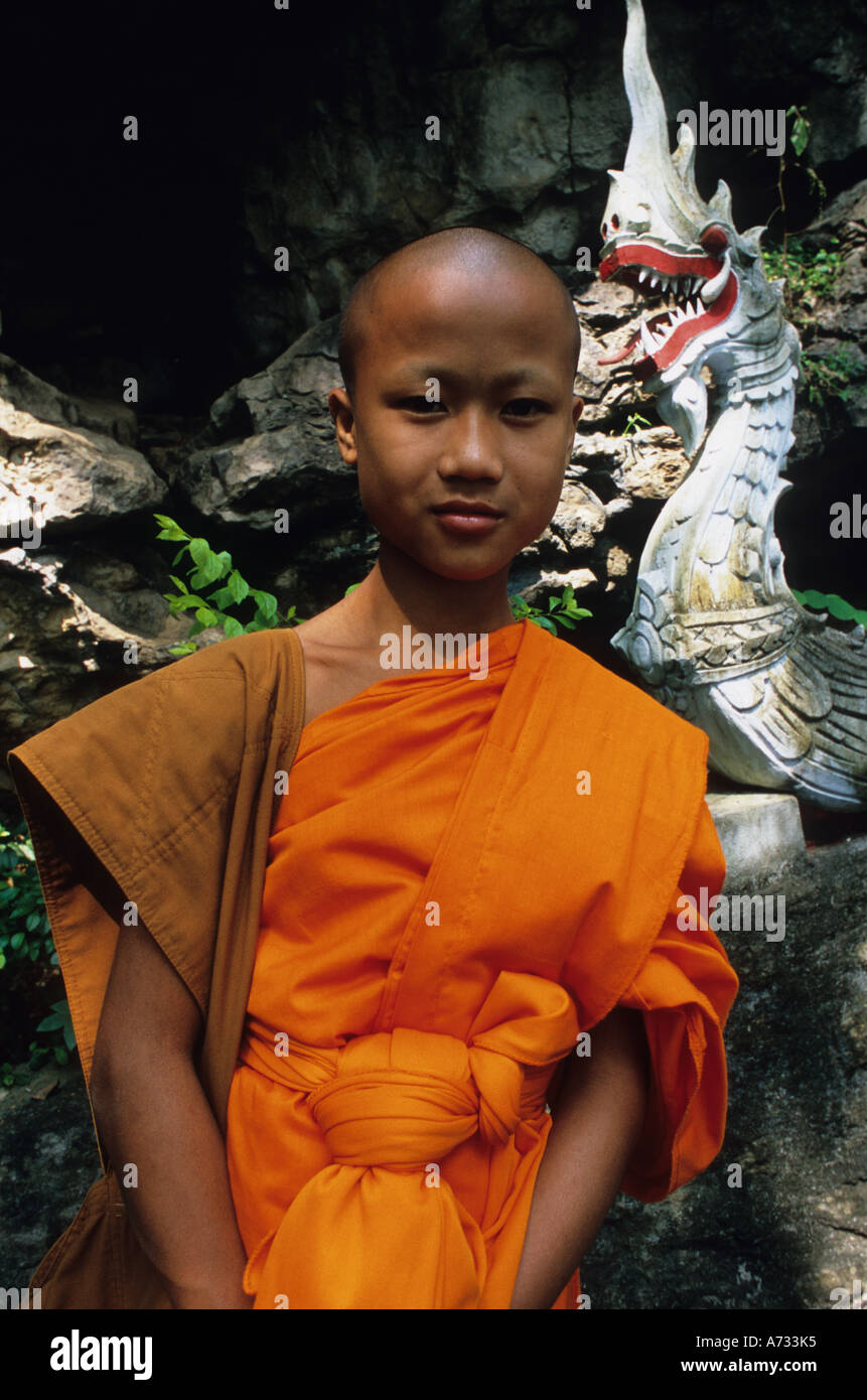 Boy Monk at temple Luang Prabhang Laos Stock Photo - Alamy