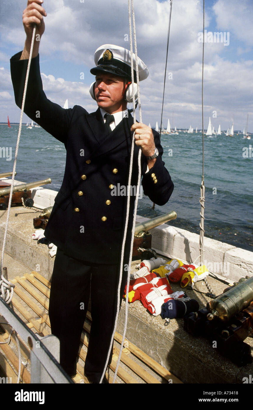 The Flag Officer start line Royal Yacht Squadron Cowes Week Isle of ...