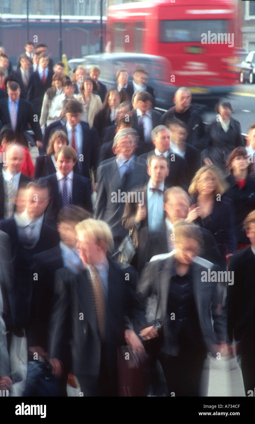 London England Commuters Walking over London Bridge to City of London ...