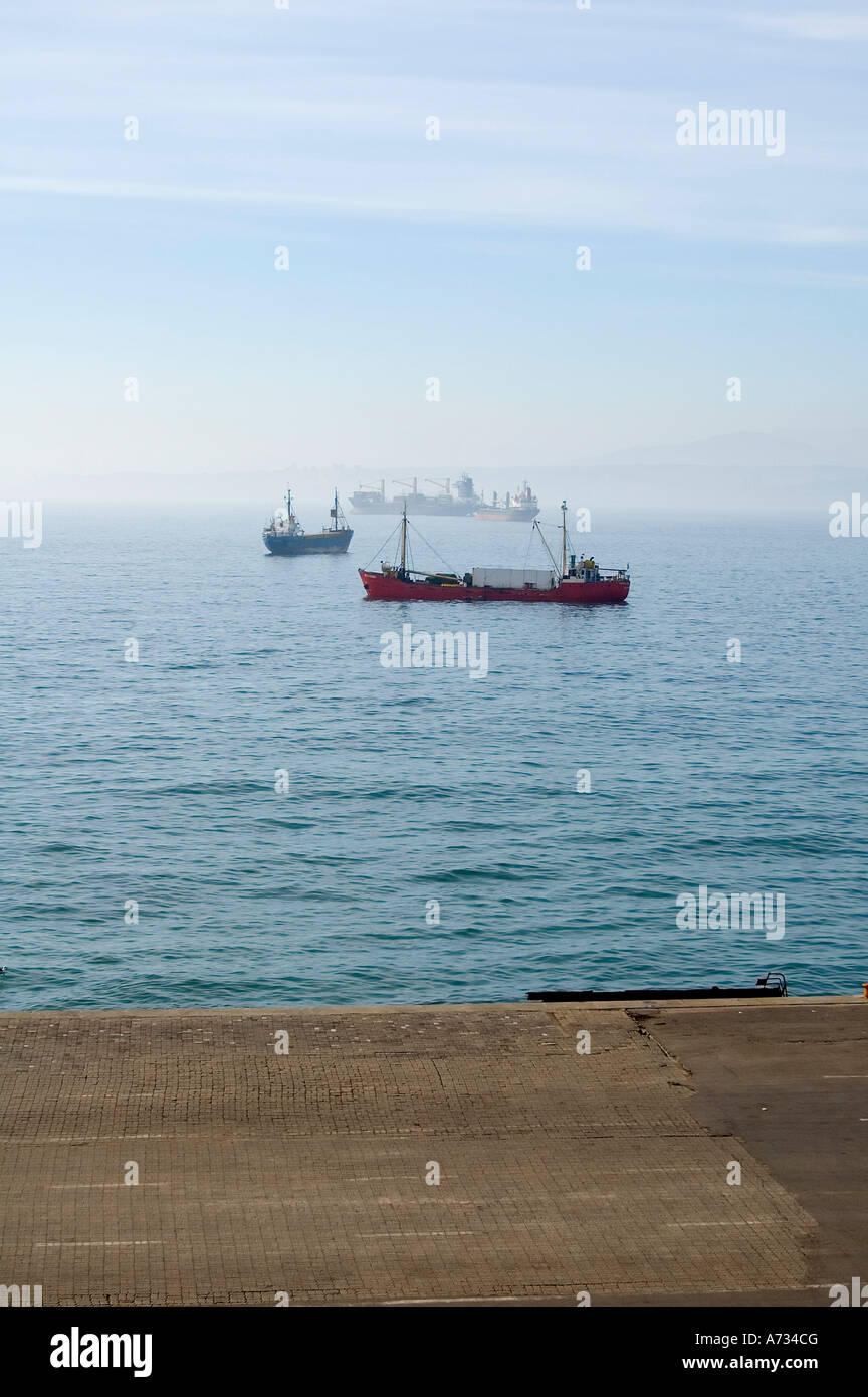 Ships in the harbor Valparaiso, Chile Stock Photo - Alamy