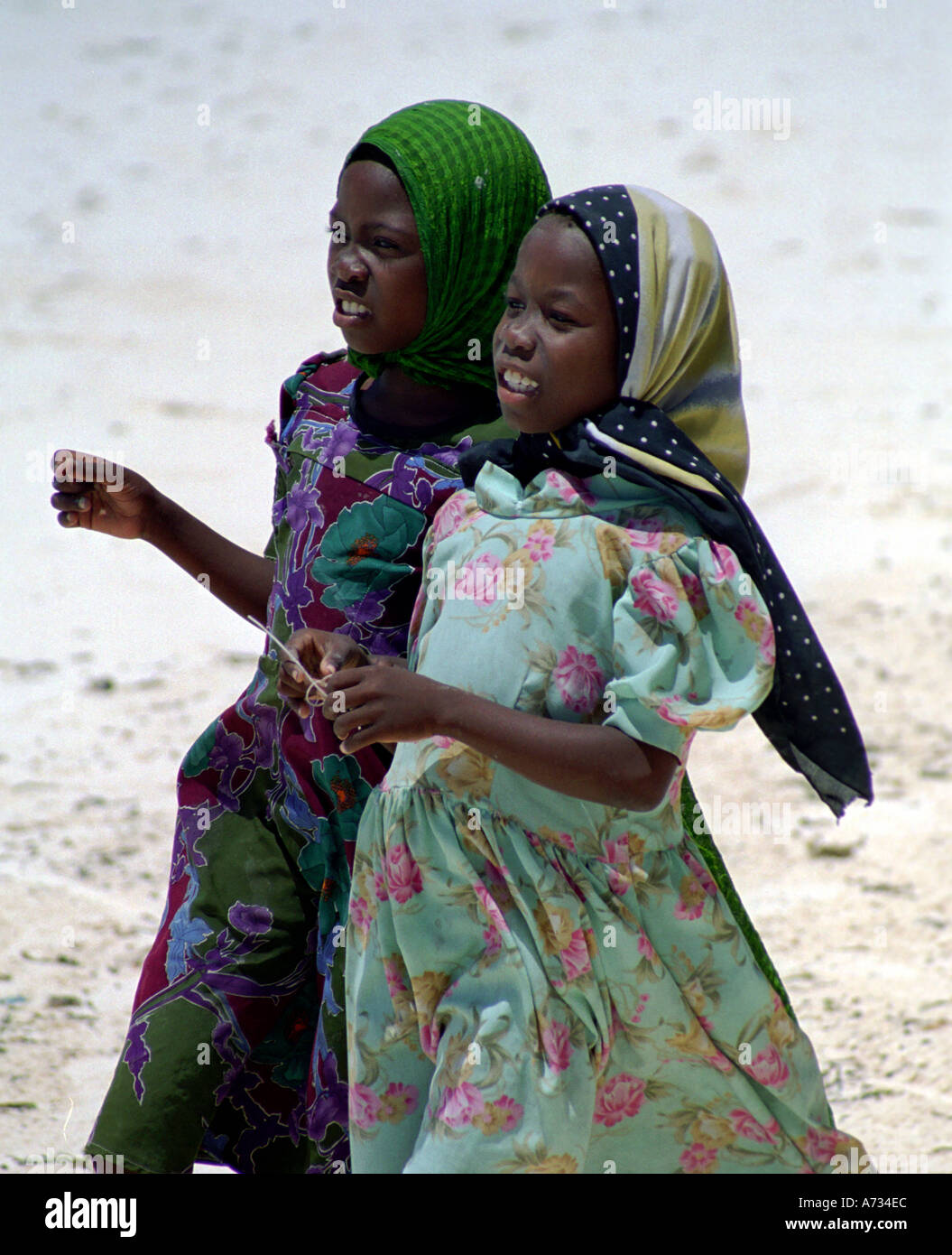 Two Native Girls Arm in Arm on a Beach in Zanzibar Stock Photo - Alamy