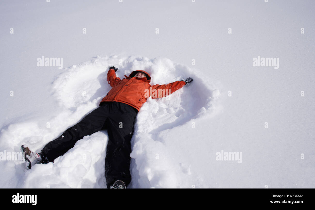 A person making a snow angel Stock Photo - Alamy