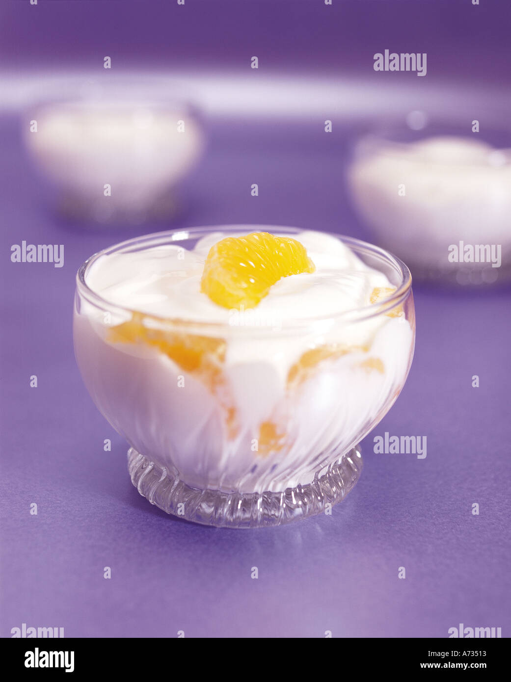 Close up of A Serving of natural plain Yoghurt with Fresh Fruit Stock ...