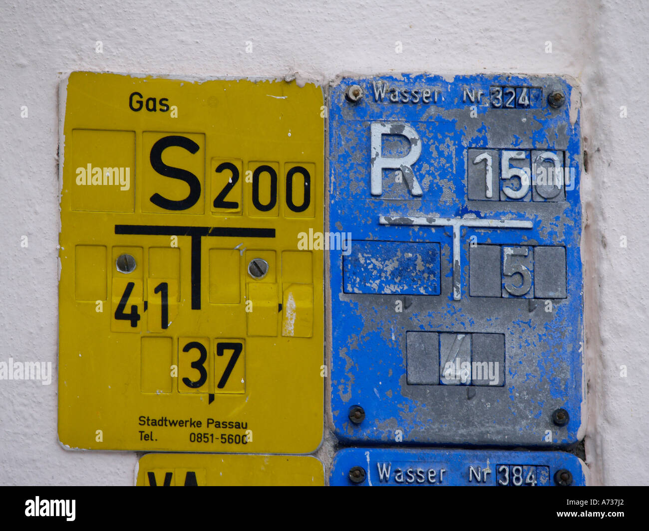 sign gas water public utility company Passau Stock Photo - Alamy