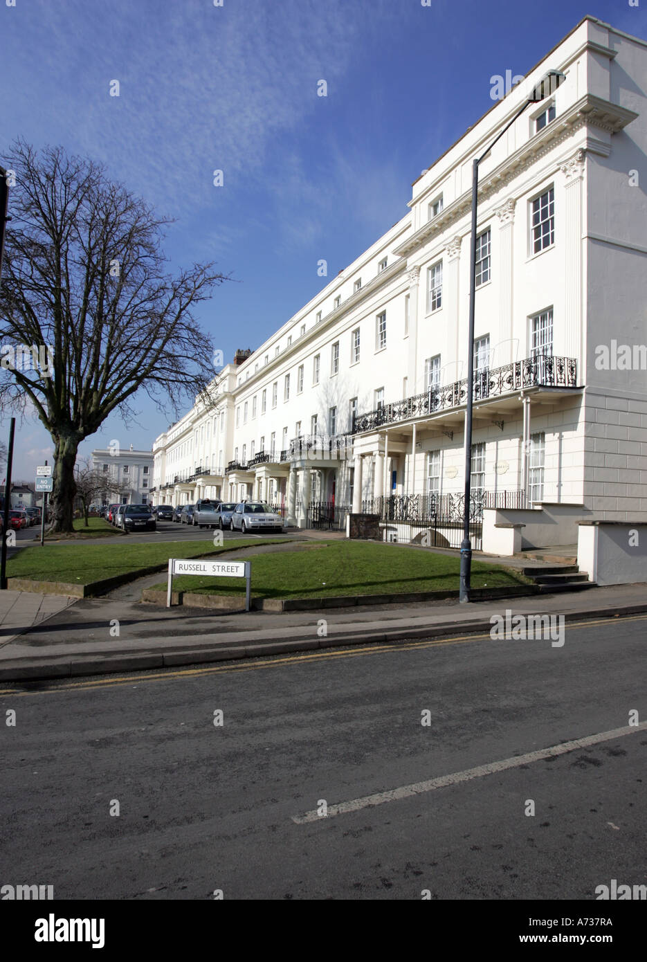 Terrace of Regency buildings on the corner of Russell Street and ...