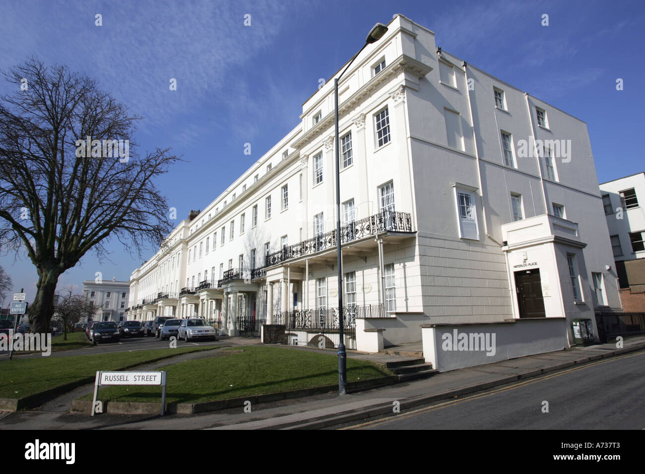 Terrace of Regency buildings on the corner of Russell Street and ...