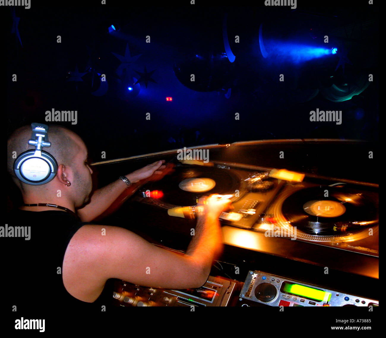 Dj Wizz at his turntables Stock Photo - Alamy