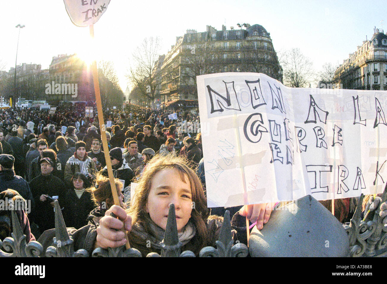 Crowds Scene, Paris, France, French Anti Iraq War Demonstration, Young ...