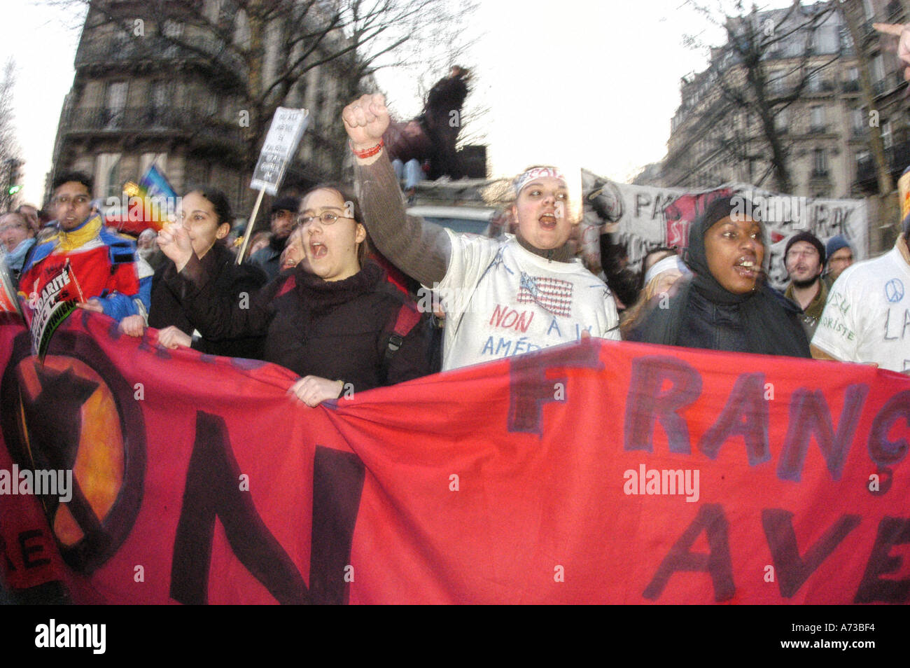 Paris, France, Crowd French Students, Demonstrating at Anti War ...