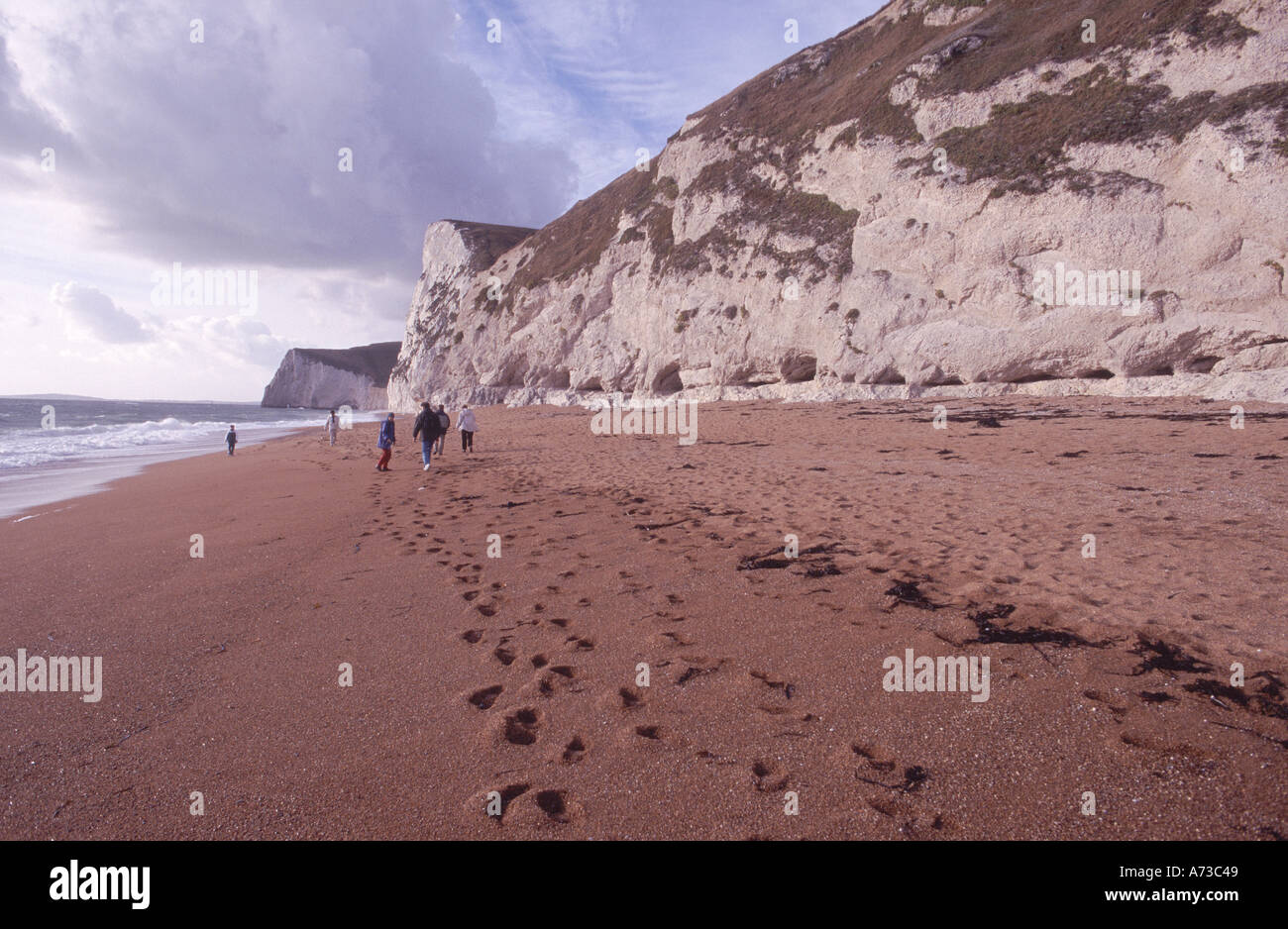 A beach and chalk cliffs at Durdle Door Dorset Great Britain Stock ...