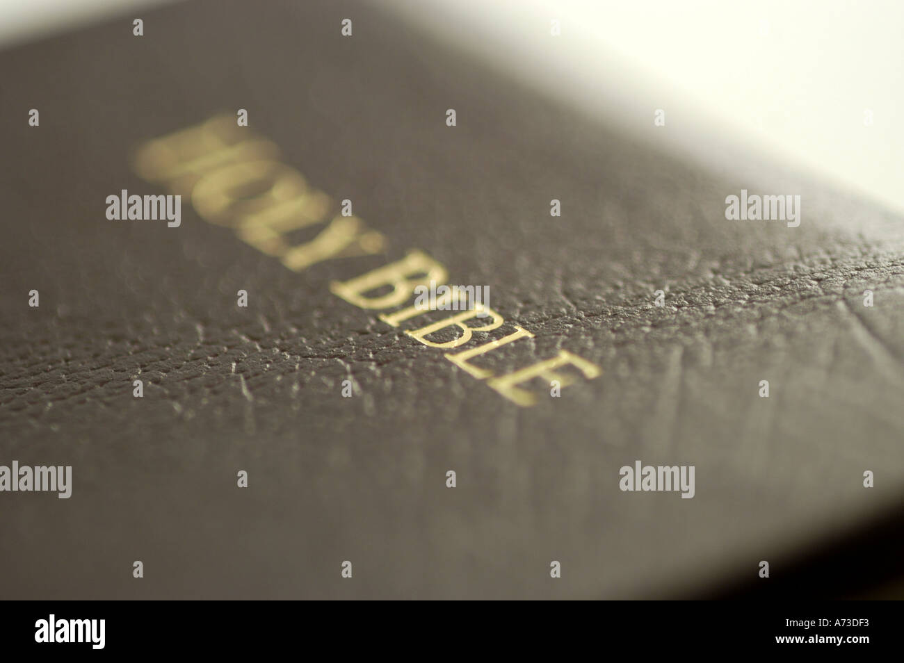 Part of front cover of Holy Bible diagonal view Stock Photo - Alamy