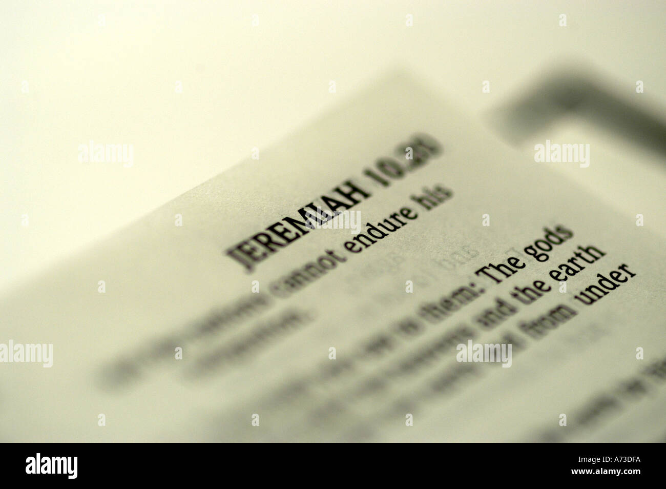 Right corner page of Bible Jeremiah text Stock Photo - Alamy