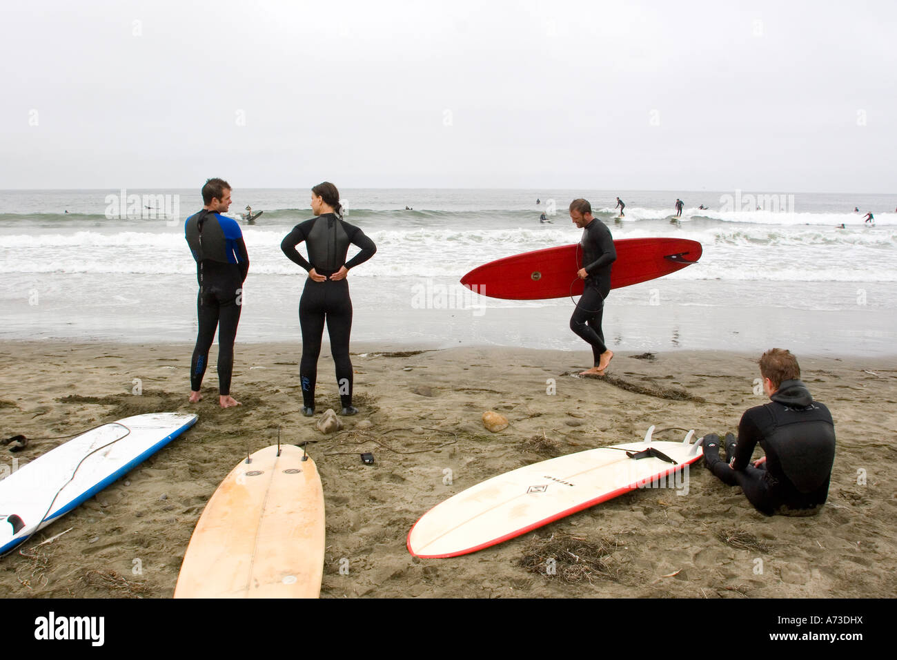 Surfers at Linda Mar beach Pacifica California USA Stock Photo - Alamy