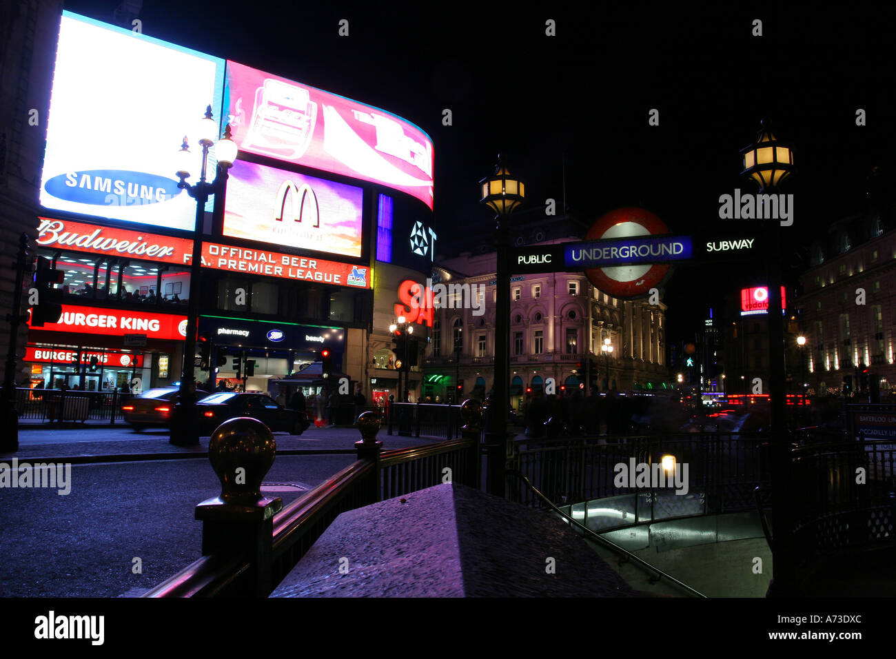 London Piccadilly Circus with subway and traffic london UK Stock Photo ...