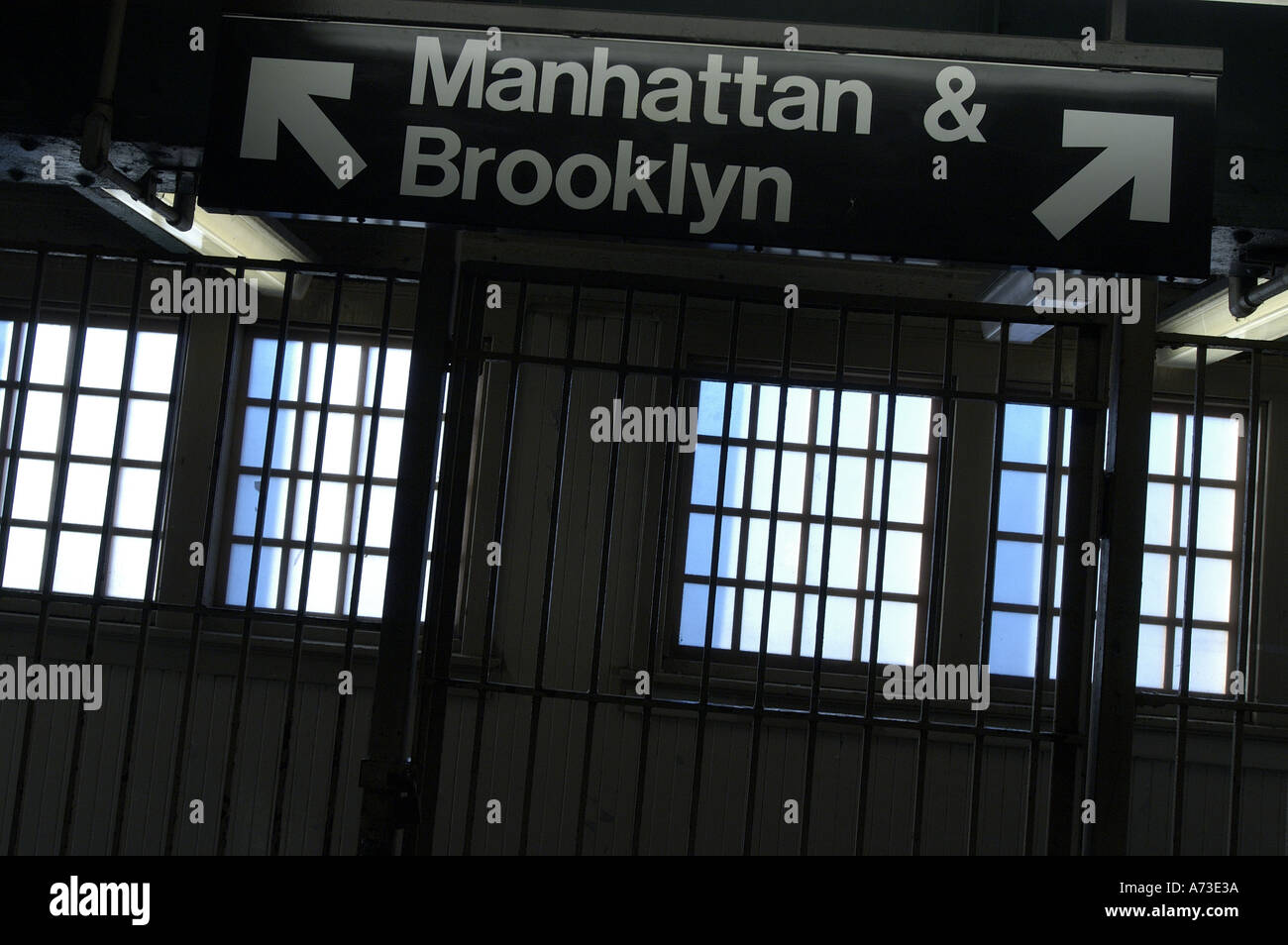 Subway direction signs manhattan and brooklyn new york city usa Stock ...
