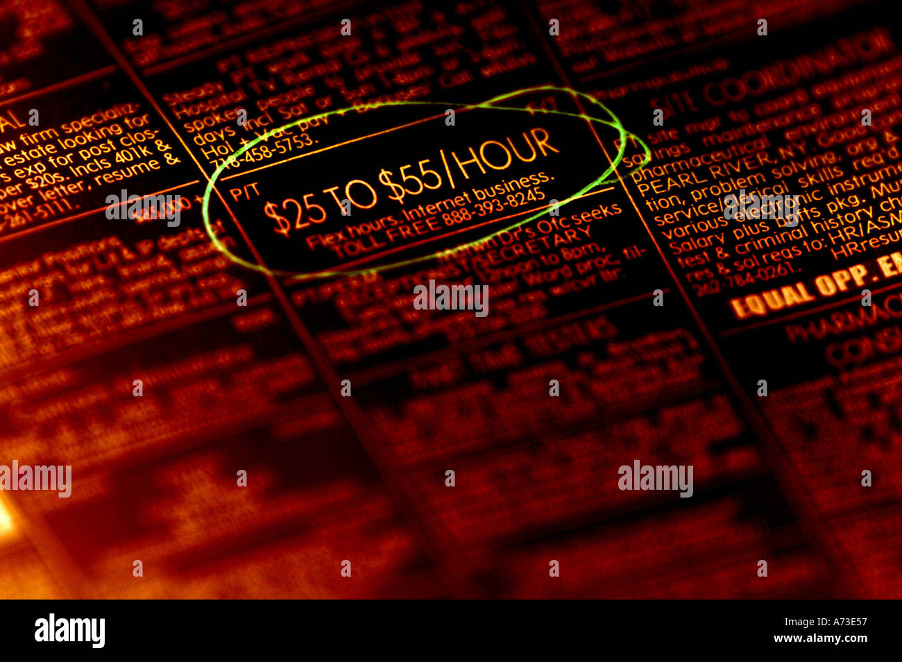 Flexible hours red newspaper ad advertisement horizontal Stock Photo ...