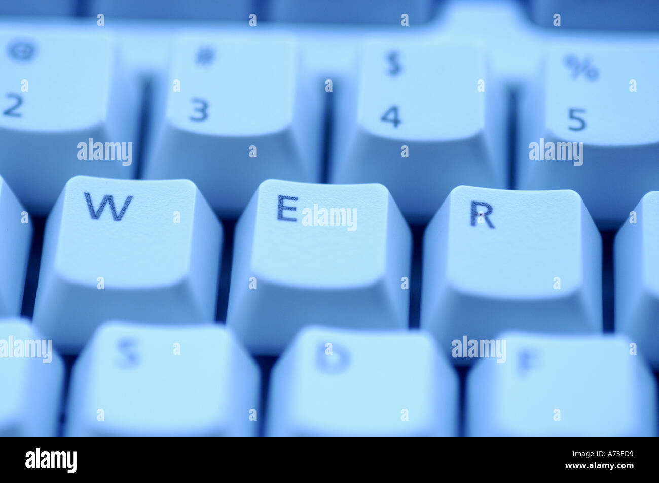 Computer keyboard keys blue Stock Photo - Alamy