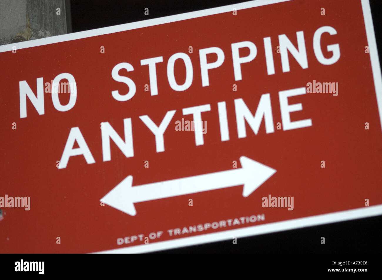 No stopping anytime sign red on white horizontal Stock Photo - Alamy