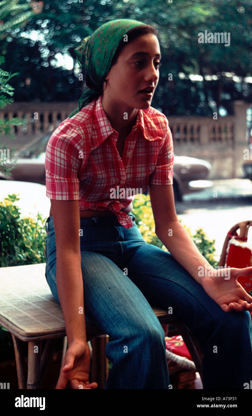 French teenager 1974 with gesturing hands Stock Photo - Alamy