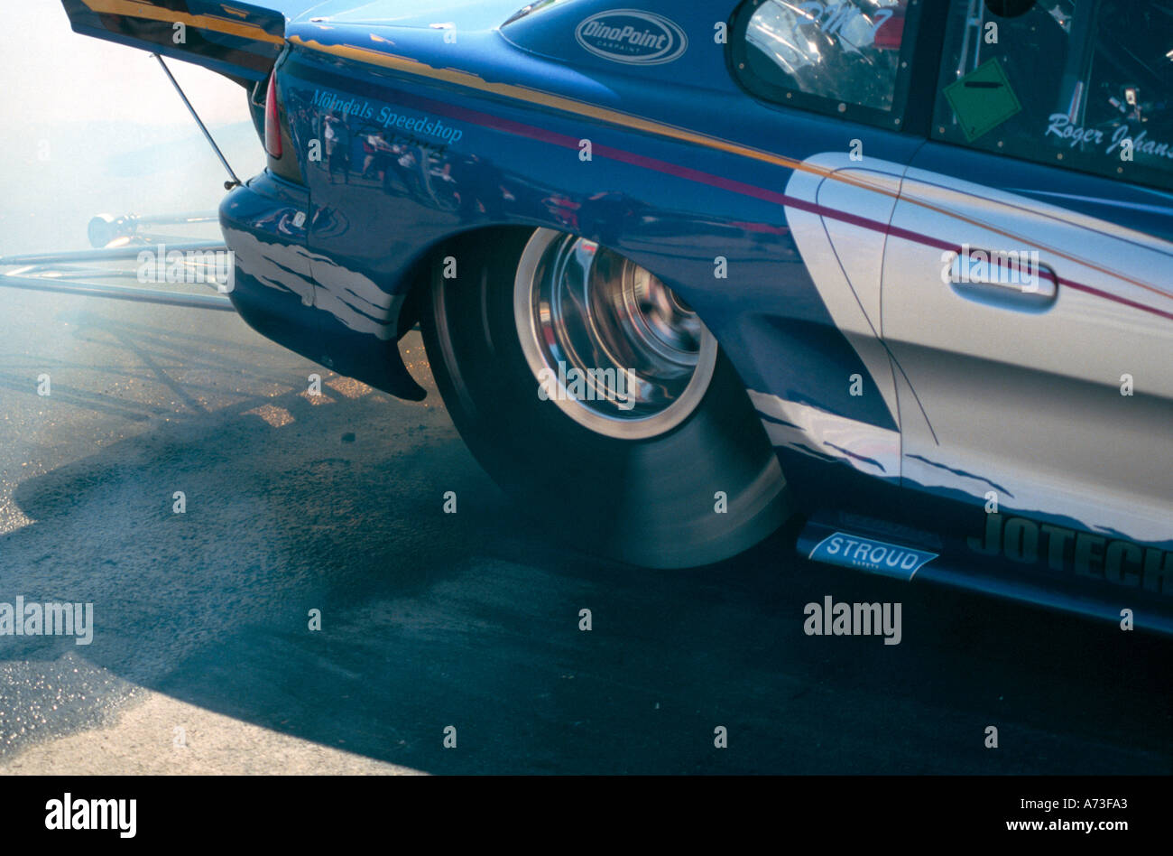 Ford Mustang pro mod drag car burnsout Stock Photo - Alamy